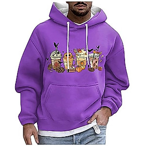 Essential Hoodie, Halloween Graphic Hoodies For Men Techwear Hip Hop Long Sleeve Streetwear Unisex Casual Sweatshirts Hoodies Y2K Mens Trendy Devil Hoodie Mgk Hoodie (M, Purple)