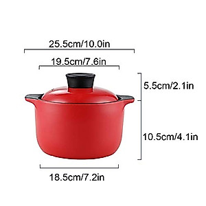 TYUXINSD Durable Stockpot Classic Round Covered Casserole Red High Temperature Resistant Earthenware Pot Stovetop Ceramic Stew Pot Stockpot Kitchen Cooking Pot Soup Pot (Size : 3.6L) (Size : 2.8L)