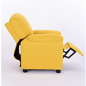 Q-Max Sofa Chair with Pillow Top Armrest and Footrest, Yellow Finish Children Recliner