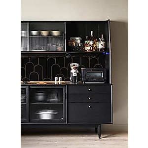 Stripe Peel and Stick Wallpaper Modern Black Contact Paper Geometric Black and Gold Removable Paper Self Adhesive Wallpaper Decorative for Wall Countertop Cabinet Furniture Vinyl Film 17.3"X118.7"