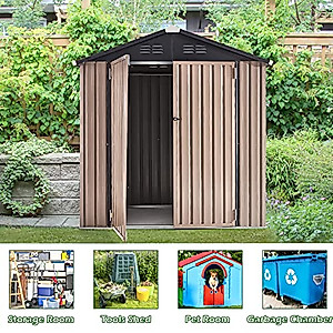 AECOJOY 6' x 4' Outdoor Storage Shed, Outdoor Shed with Design of Lockable Doors, Utility and Tool Storage for Garden, Backyard, Patio, Outside use.