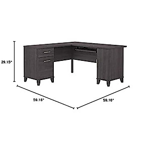 Bush Furniture Somerset 60W L Shaped Desk with Storage in Storm Gray