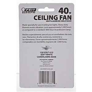 Feit Electric BP40A15C/W/CF 40 Watt White Ceiling Fan Light Bulb 2 Count