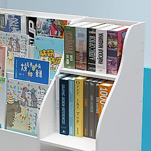 Intexca & Design Childrens Kids Cartoon Engraved Bookshelf MultiLayer Organizer Shelf with Storage Rack Cabinets White