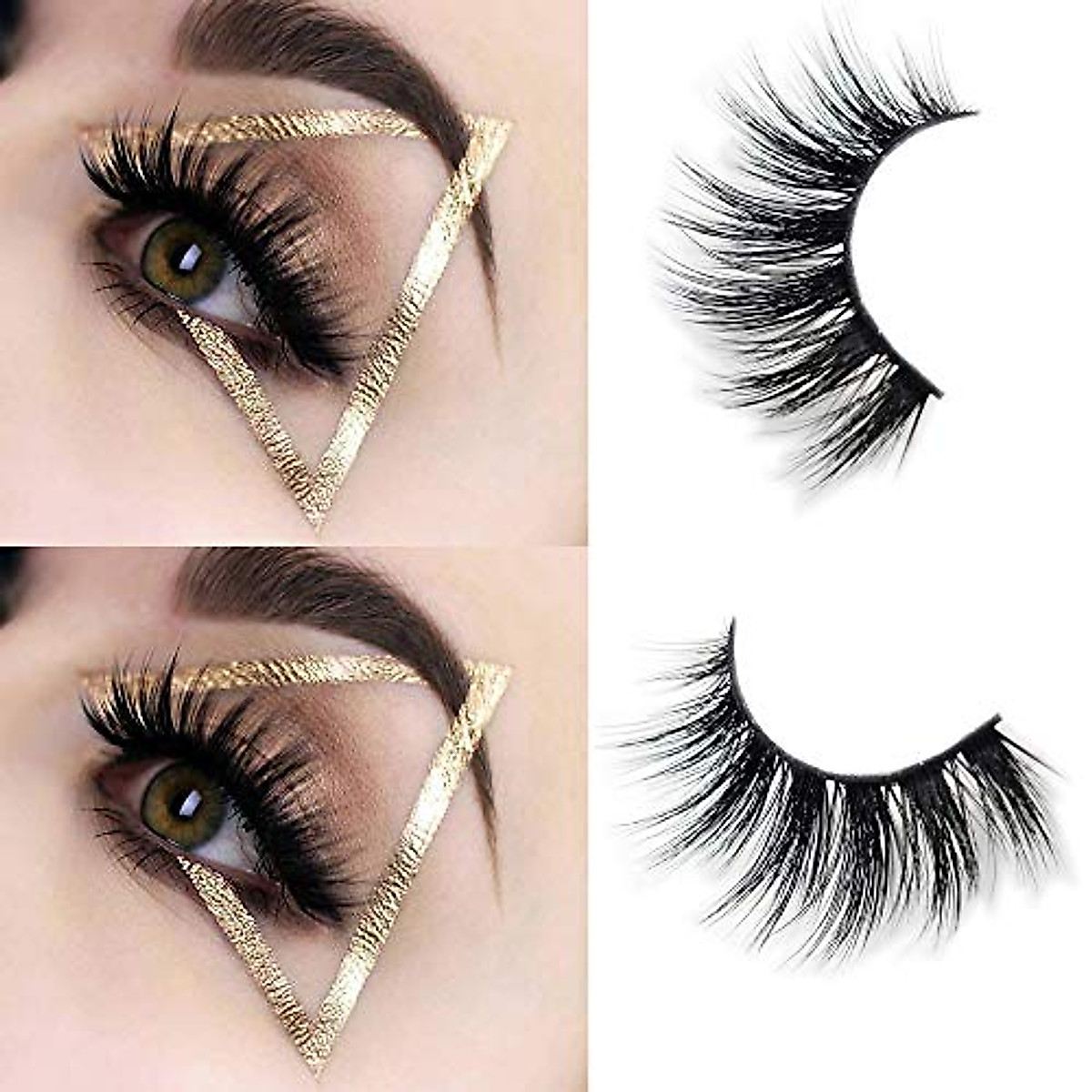 Veleasha Russian Strip Lashes and 5D Faux Mink Lashes ，Natural Lashes Wispy Fluffy False Eyelashes 2 Styles 2 Sets Pack