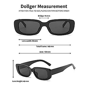 Dollger Trendy Rectangle Sunglasses For Women Men Trendy Retro Rectangular colored Shades sunglasses bulk pack