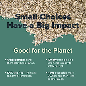 All Walks 18.5L 100% Natural Hemp Bedding - Odor Control, Dust-Free, Chemical-Free, for Chicken Coops, Hamsters, Rabbits & Small Animals, Biodegradable, Made in USA, Highly Absorbent