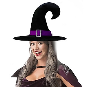 Seasons Stars SSDecor Halloween Velvet Witch Hat Purple - Unique Wizard Hat with Vibrant Color and Metallic Buckle - Halloween Costume Accessory for Women and Girls