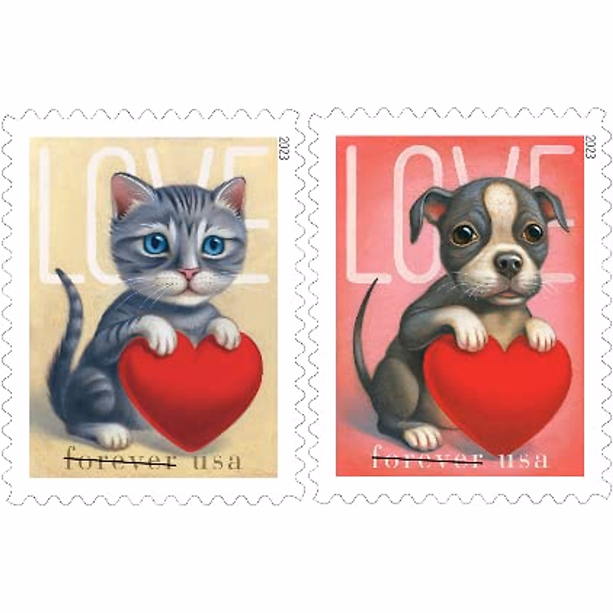 Love 2023 Forever First Class Postage Stamps - Valentine, Wedding, Celebration, Anniversary, Romance, Party 1/2 Sheet (10 Stamps)