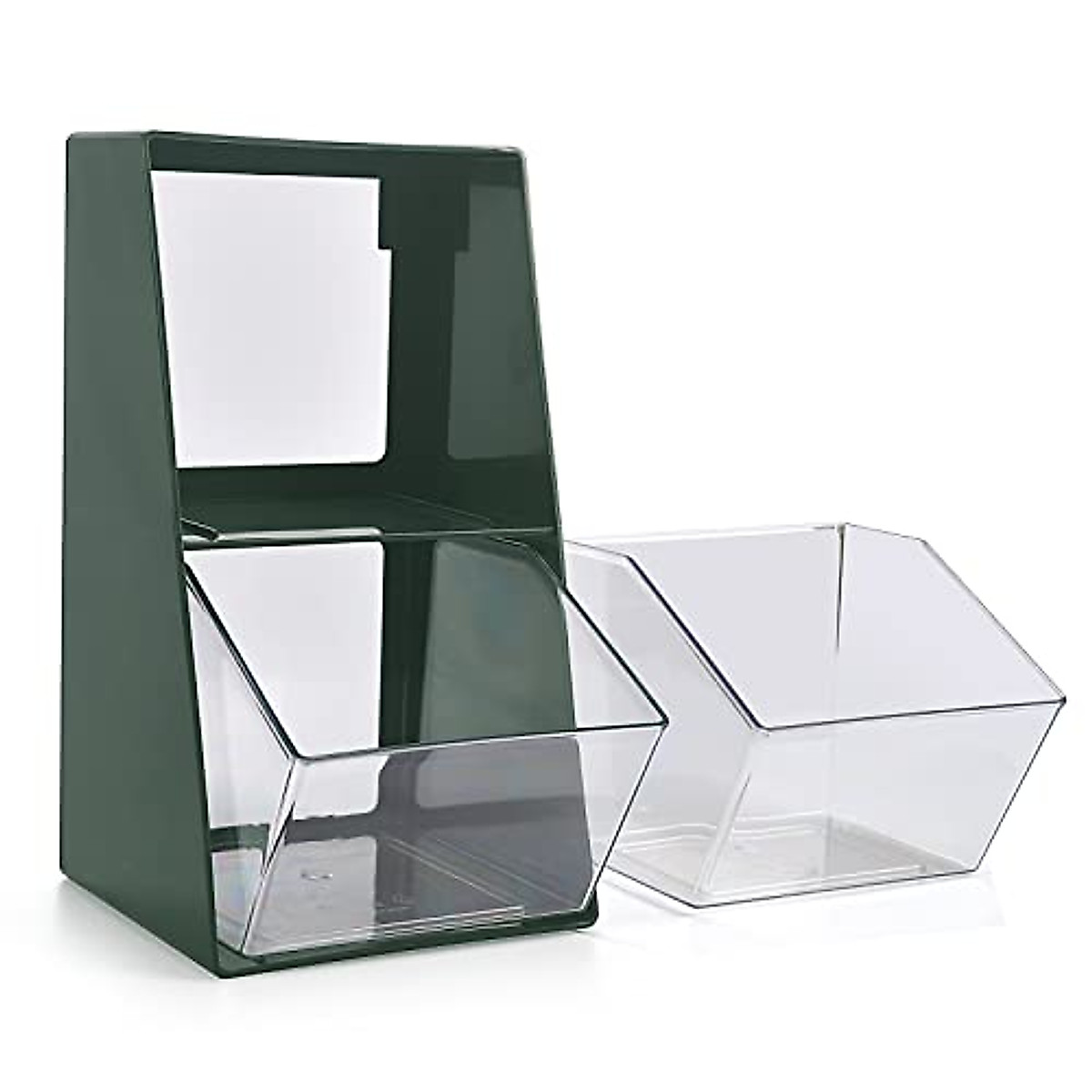 BILLION GOLD Detachable Storage Containers Box with 2 Compartments Drawers - Stacking Acrylic Drawer Storage for Kitchen, Pantry, Bathroom, Office, Dormitory, Desk, Cabinet - Green