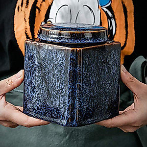 by Unbranded Keepsake Urns Ashes Ceramics, Small Urns For Human Ashes,  Cremation Urns for Ashes Unique Handmade Products and Ashes Urn, Display Burial at Home or Office Decor (Blue)