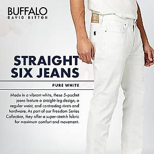 Buffalo David Bitton Men's Straight Six Jeans, Pure White, 40W x 32L