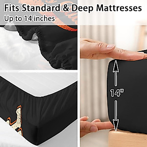 Pamnest 4 Pieces Queen Size Bed Sheet Sets, Bike Retro Motorcycle Soft Microfiber Bedding Sets for Kids and Adults Bedroom Bed Decor, Race Vintage Flat Sheet, Fitted Sheet and Pillowcases