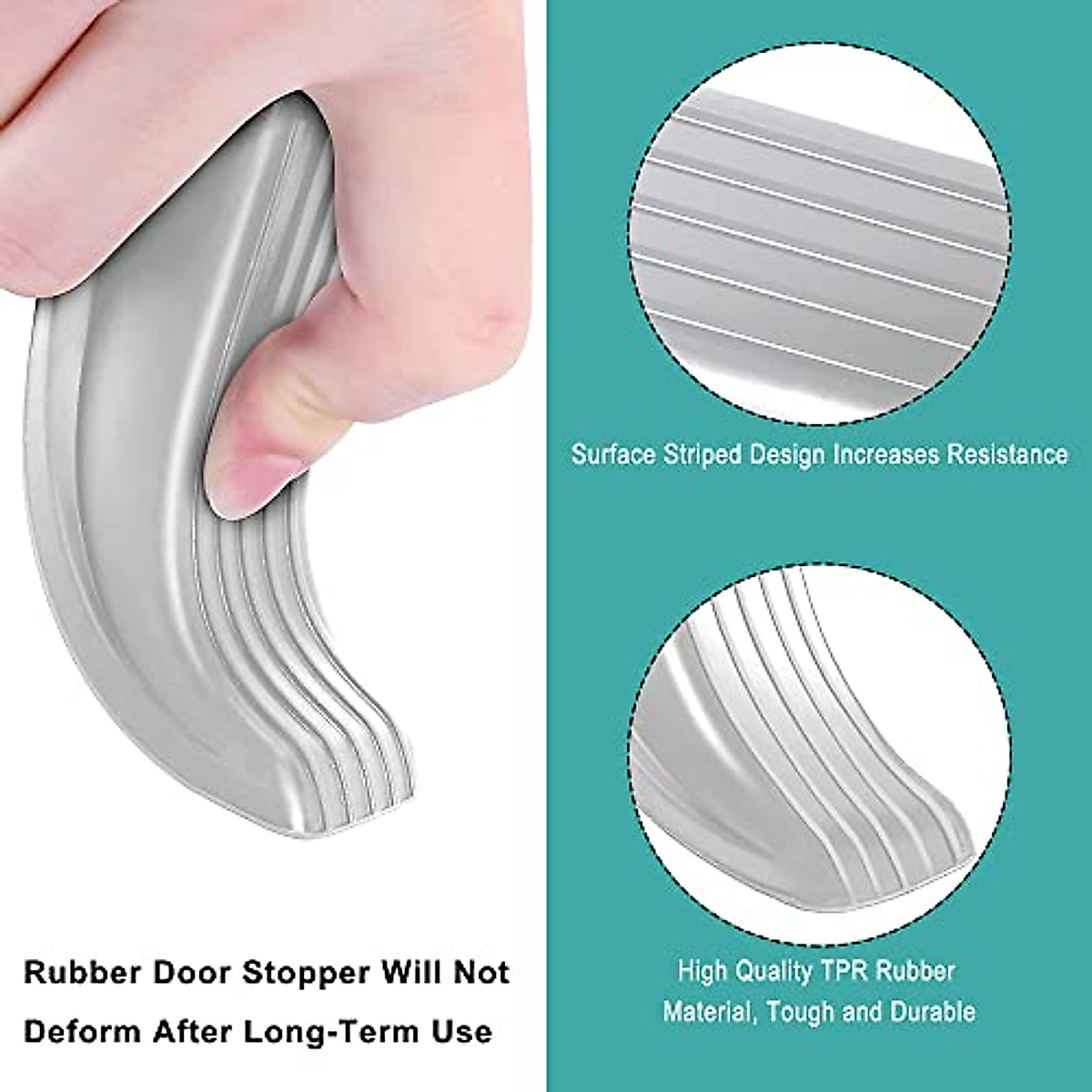 Vanleonet Door Stoppers,4 Pack Premium Rubber Door Stop Wedge, Prevent The Lock-Outs,Floor Sturdy Stackable Door Stop for Carpet Heavy Duty Door