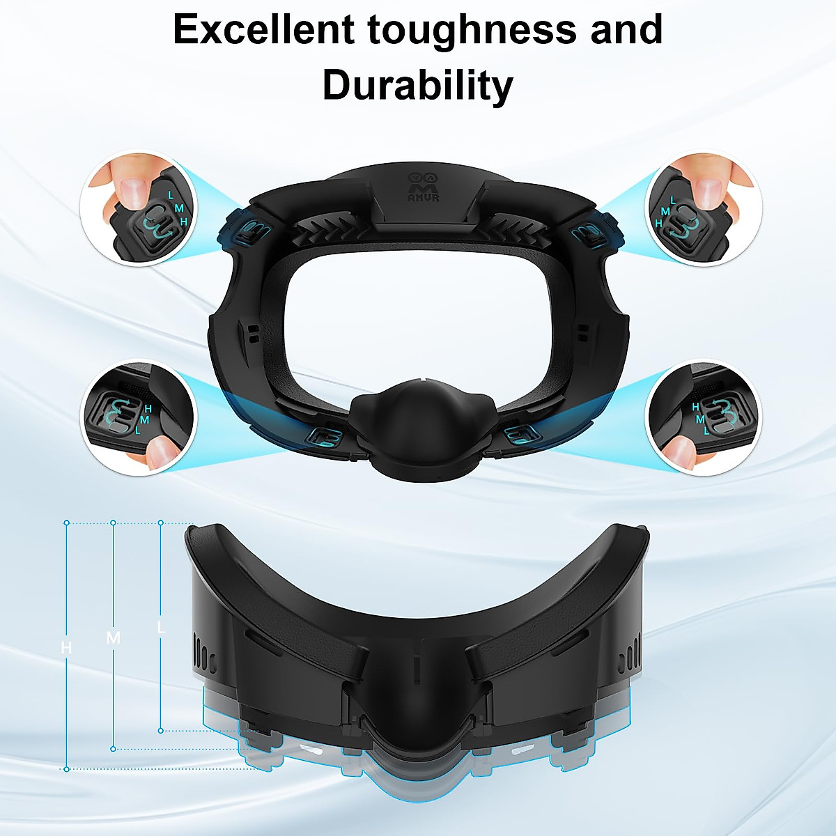 UPOK Face Pad Cover Facial Interface for Meta/Oculus Quest 3 Headset - Ice Silk and PU Leather Face Cushion Gasket (Facial Frame)