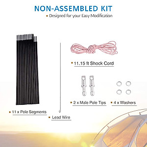 BRILLIANCE4U Tent Poles Replacement 0.33”/8.5mm, Fits both Female and Male Ends, Lightweight Tent Pole Repair Kit, 7001 Aluminum Alloy Tent Rod，14ft 7in 1 Pole Pack