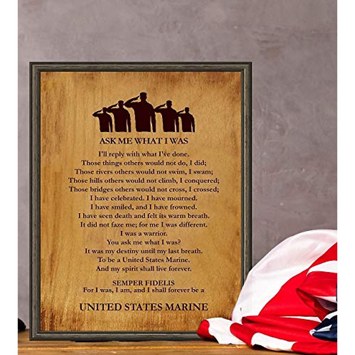 "Ask Me What I Was-Always A United States Marine"-Marine Corps-Wall Art- 8 x 10"-Wood Grain Typographic Print-Ready To Frame. Home-Office-Military Decor. Perfect Gift for All Marines. Semper Fi.