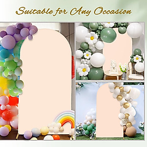 Spandex Fitted Arch Backdrop Cover Chiara Arch Cover Backdrop Fabric,2-Sided Wedding Arch Cover for Wedding Ceremony Birthday Party Baby Shower Banquet Decoration(Beige, 4 x 7.2 ft)