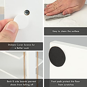 COSTWAY 7 Tiers Shoe Rack, Double Rows Vertical Tall Narrow Patented Shoe Organizer, Free Standing Shoe Rack for Small Space, Entryway, Closet, Living Room, Bedroom (White)