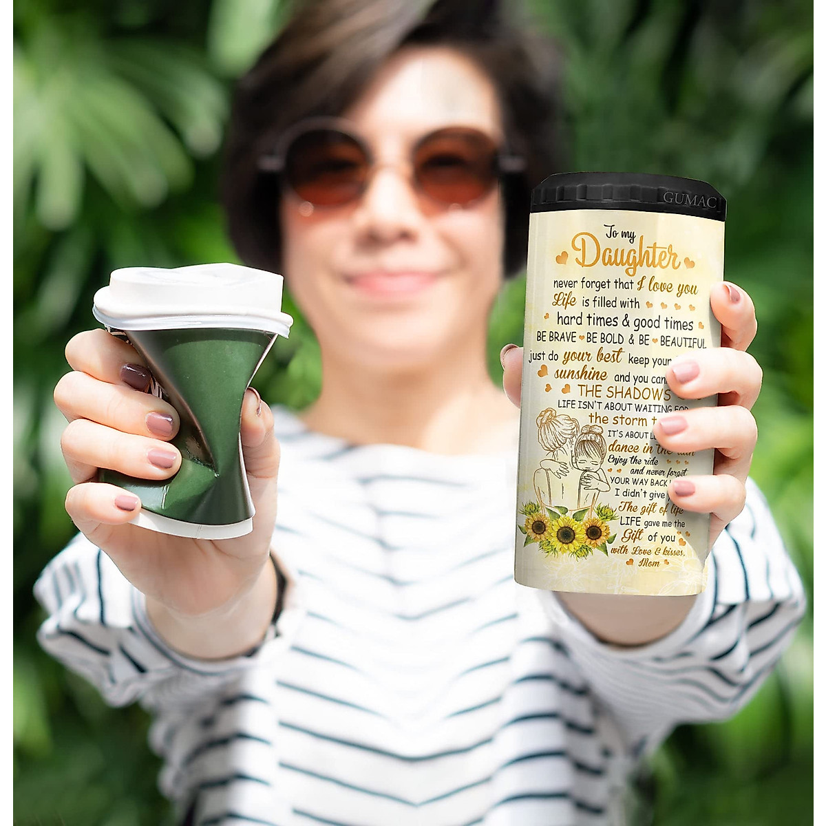 Daughter Can Cooler - Sunflower To My Daughter Can Cooler From Mom - Birthday Gifts For Daughter From Mom - Gift for Daughter on Mother's Day, Christmas, Birthday