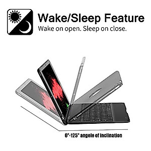ONHI Wireless Keyboard Case for iPad Mini 5 / Mini 4 Keyboard Case Plastic Alloy Shell Smart Folio Case Auto Sleep/Wake, Silent Typing (Mini 4/5 Black)