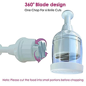 Pam Chef Food Chopper - Manual Slicer Dicer Mincer - Time Saver For Vegetables Salads Onion Ginger Carrot Garlic Fruits, Nuts Chopper Vegetable Cutter, Dishwasher-safe, White, Easy to Clean