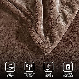 Beautyrest Heated Electric Blanket for Cold Weather, Fast Heating Heated Blanket, Auto Shut Off, Virtually Zero EMF, Multi Heat Setting, UL Certified, Mink Throw (60 inx70 in)