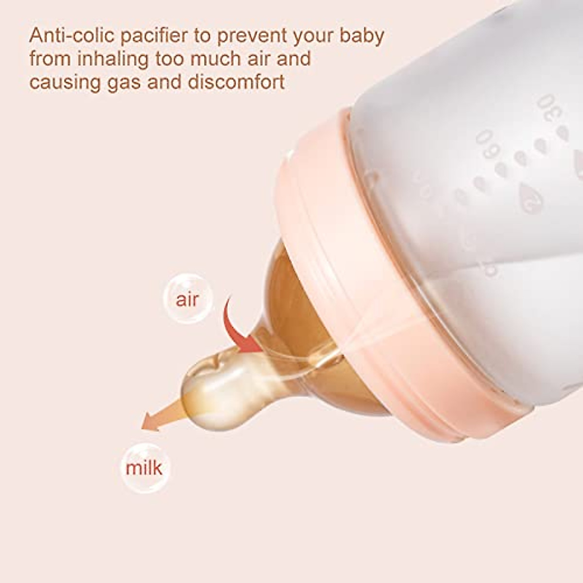 Nouri Glass Baby Bottle with Silicone Sleeve, Glass Bottles for Babies, BPA-Free - 0+ Months,3 oz,Pink,(2 Count)