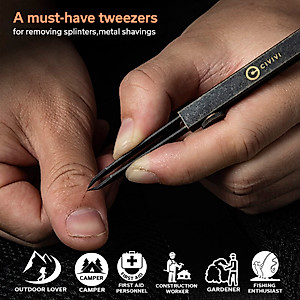 CIVIVI Tweezers Precision for Splinters, Retractable Tweezers with Leather Sheath for Men EDC Easy Keychain Carry, Tac-N-Tweeze Tweezers Designed By Bob Terzuola C19062B-A