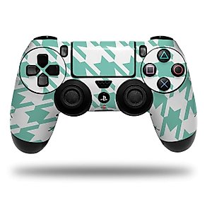 WraptorSkinz Skin Compatible with Sony PS4 Dualshock Controller PlayStation 4 Original Slim and Pro Houndstooth Seafoam Green (Controller NOT Included)