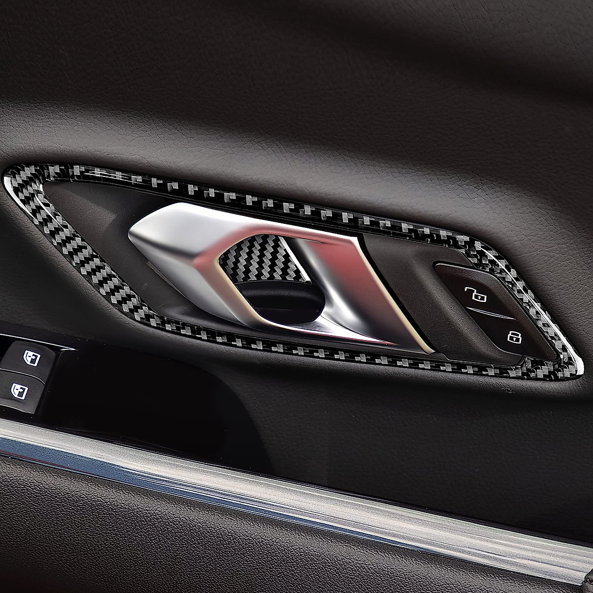 AIRSPEED for Supra Door Handle Panel Cover Carbon Fiber Door Pull Handle Frame Sticker Inner Trim for Toyota Supra GR A90 A91 MK5 2019-2022, Black