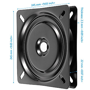 SEHOI 2 Pack 10 Inch Black Bar Stool Swivel Plate, 360° Rotating Full Ball Bearing Swivel Replacement, Seat Swivel Base Mount Plate for Chairs, Recliners and Boat Seat