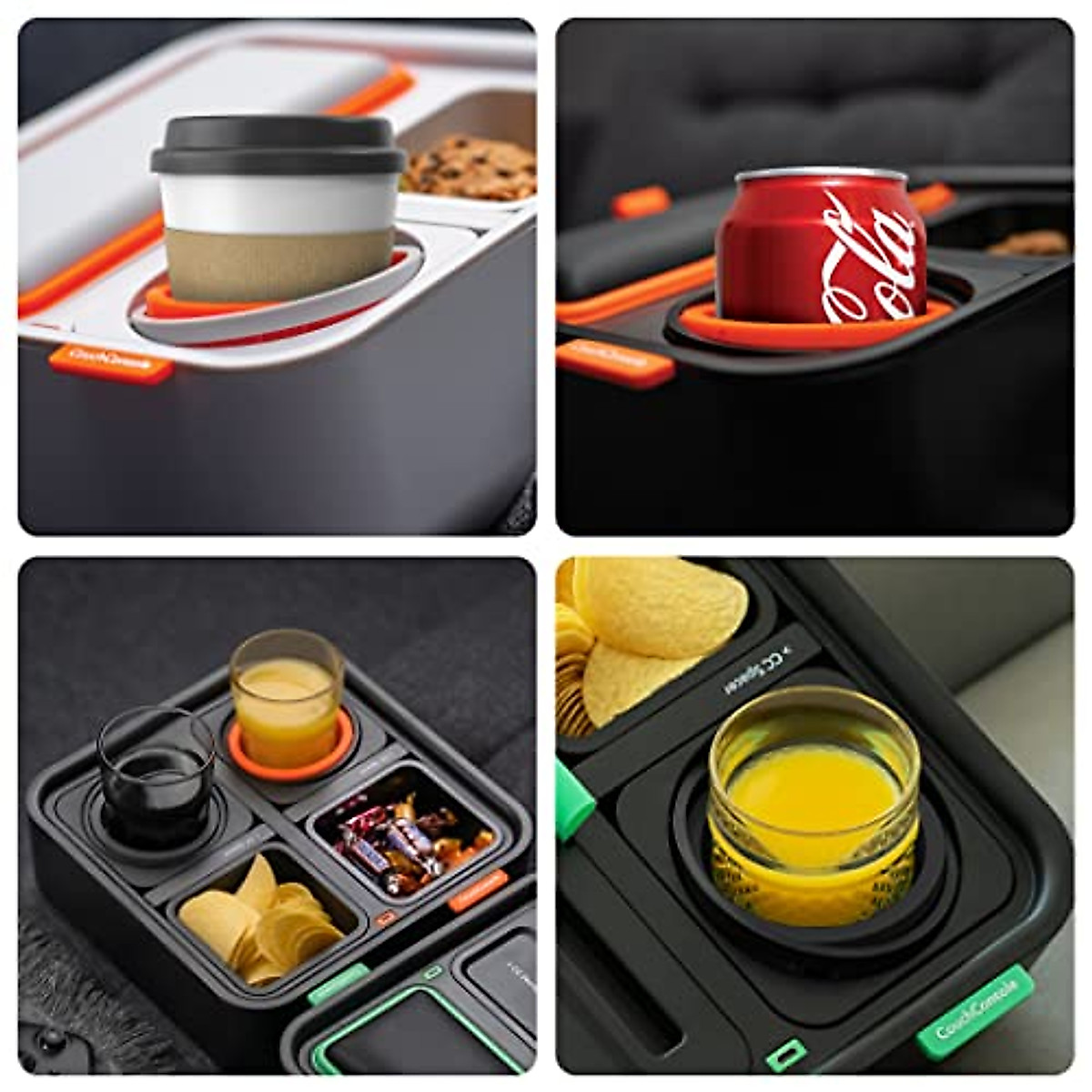 Couch Console Original Cup Holder Module Adjustable Anti-Spill Drink Holder with Non-Slip Base for Car, Boat, and Home Use