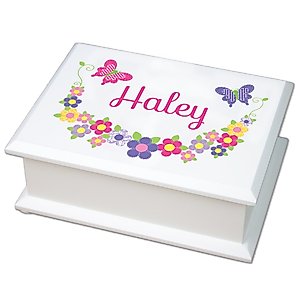 My Bambino Personalized Butterfly Garland Lift Top Jewelry Box