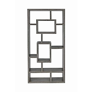 Coaster Furniture Geometric Cubed Rectangular Bookcase 11.5" D x 35.5" W x 70.75" H Weathered Grey 800512
