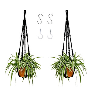 CAMUTKRY Macrame Plant Hanger 23 Inch 2 Pack Indoor for 4 to 6 Inch Plant Pots Brown Holder No Tassels Boho Home Decor