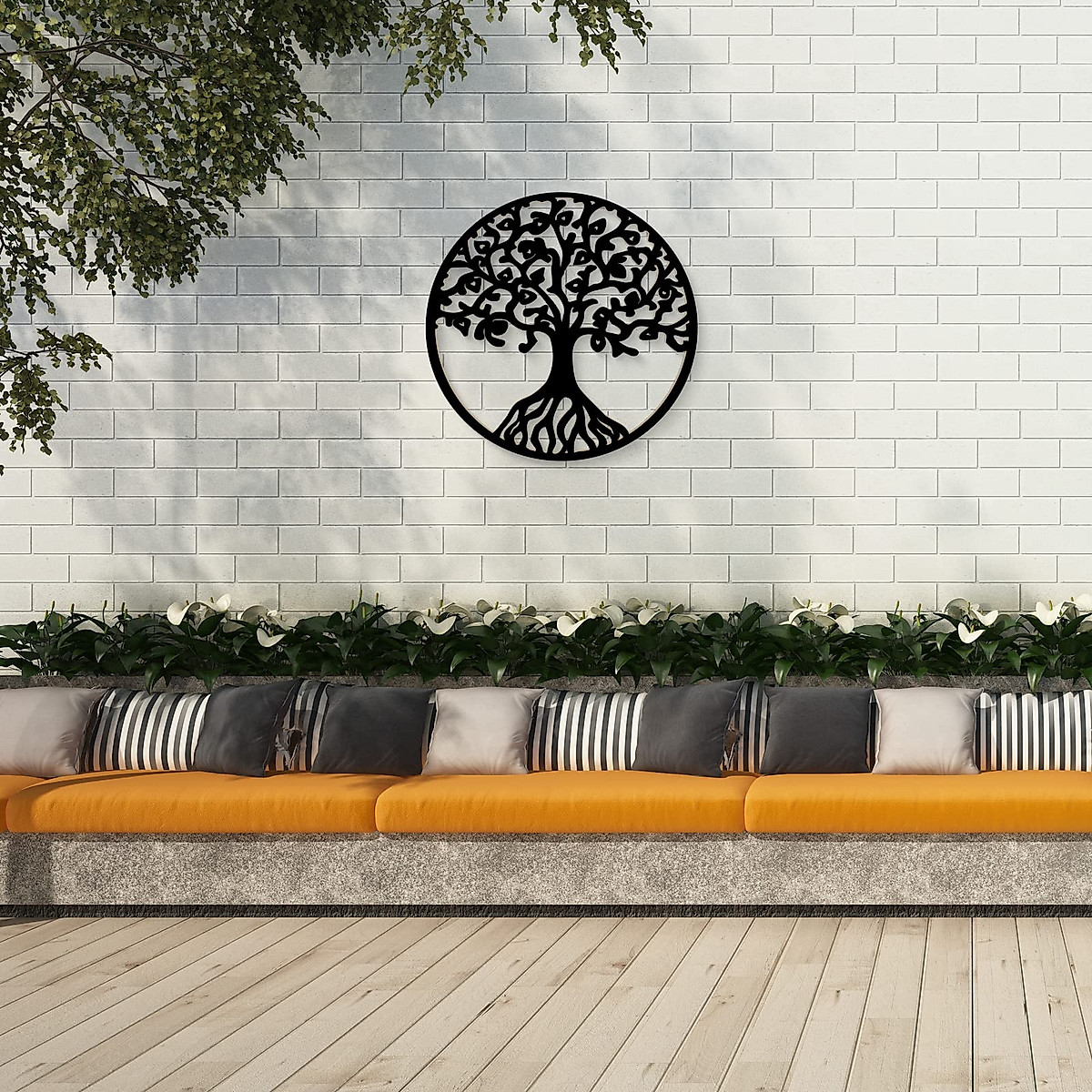 VALHALLA Vahala 3pc Viking Decor 15” Metal Wall Art | Viking Compass, Valknut, Tree of Life｜Nordic Mythology Vegvisir Runes and Symbols, Norse Metal Wall Décor, (15 in W x 15 in H / 38x38 cm)