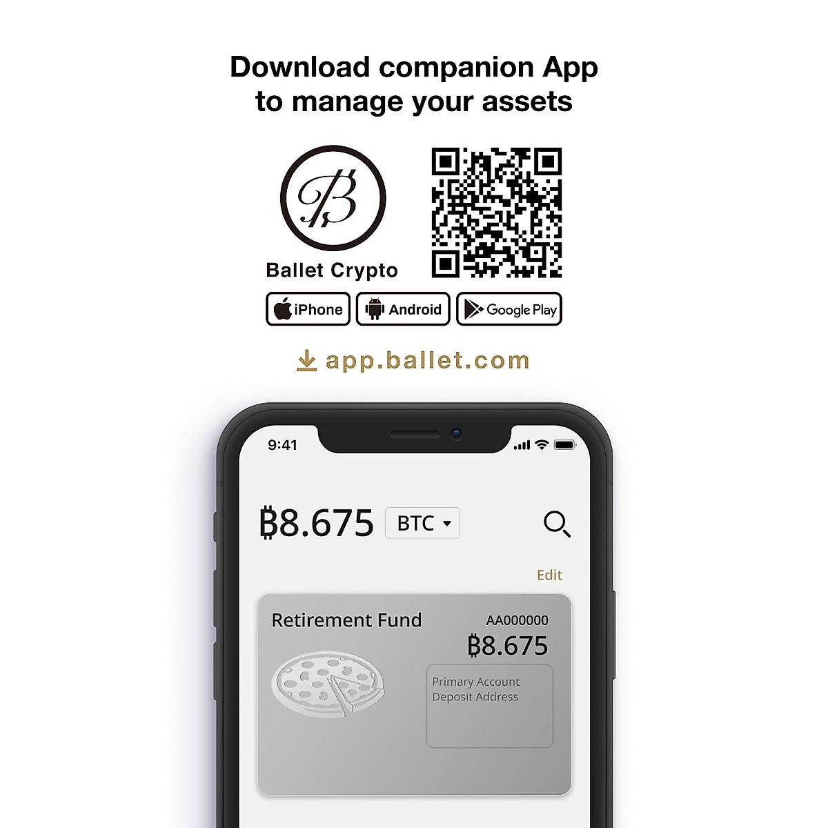 Ballet 2-Pack REAL Pizza - The Easiest Crypto Cold Storage - Nondescript Cryptocurrency Hardware Wallet for Bitcoin, Ethereum, XRP, Litecoin, and 200+ Other Cryptocurrencies