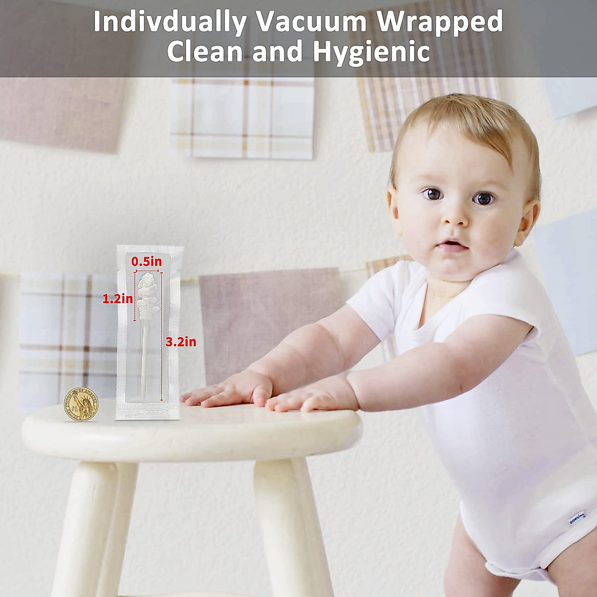 ALARTSNAIL Baby Oral Cleaner, 42Pcs Baby Tongue Cleaner and 1Pc Baby Finger Toothbrush with Case Upgraded Umbrella Brush Head Individual Package Baby Mouth Cleaner Newborn for 0-36 Month Baby