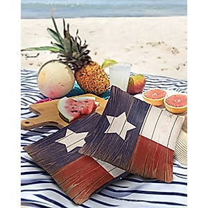 Outdoor Throw Pillow Cover Retro American Texas Flag Waterproof Cushion Covers 2 Pack Wooden Texture Pillow Cases Home Decoration for Patio Garden Couch Sofa