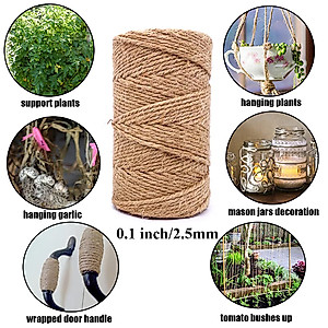 Jute Twine 328 Feet 2.5mm 4Ply Heavy Duty Natural Jute Rope String for Home Gardening Plant Picture Hanger Industrial Packing String for Gifts Presents Mason Jars Wedding Decorations Crafts