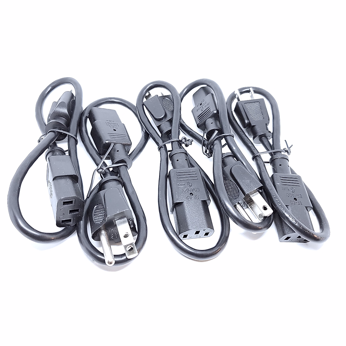 Pc Accessories - Connectors Pro 5-Pack 18" Universal Power Cord 1.5 ft, IEC320 C13 to NEMA 5-15P 18 Inches Cable, CSA UL RoHS