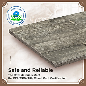 Rolanstar Bookshelf with 2 Wooden Drawers, Rustic Wood Bookshelves, Free Standing Book Shelf Industrial Shelf Free Standing Storage Shelf for Bedroom, Living Room, Home Office, Light Grey