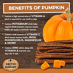 BRUTUS & BARNABY USA Sweet Potato Dog Treats - Grain Free, Pumpkin Bacon Crunchy Sticks - Great Tasting, Promotes Positive Dog Gut Health with Natural Anti-Diarrhea Properties, No Preservatives Added