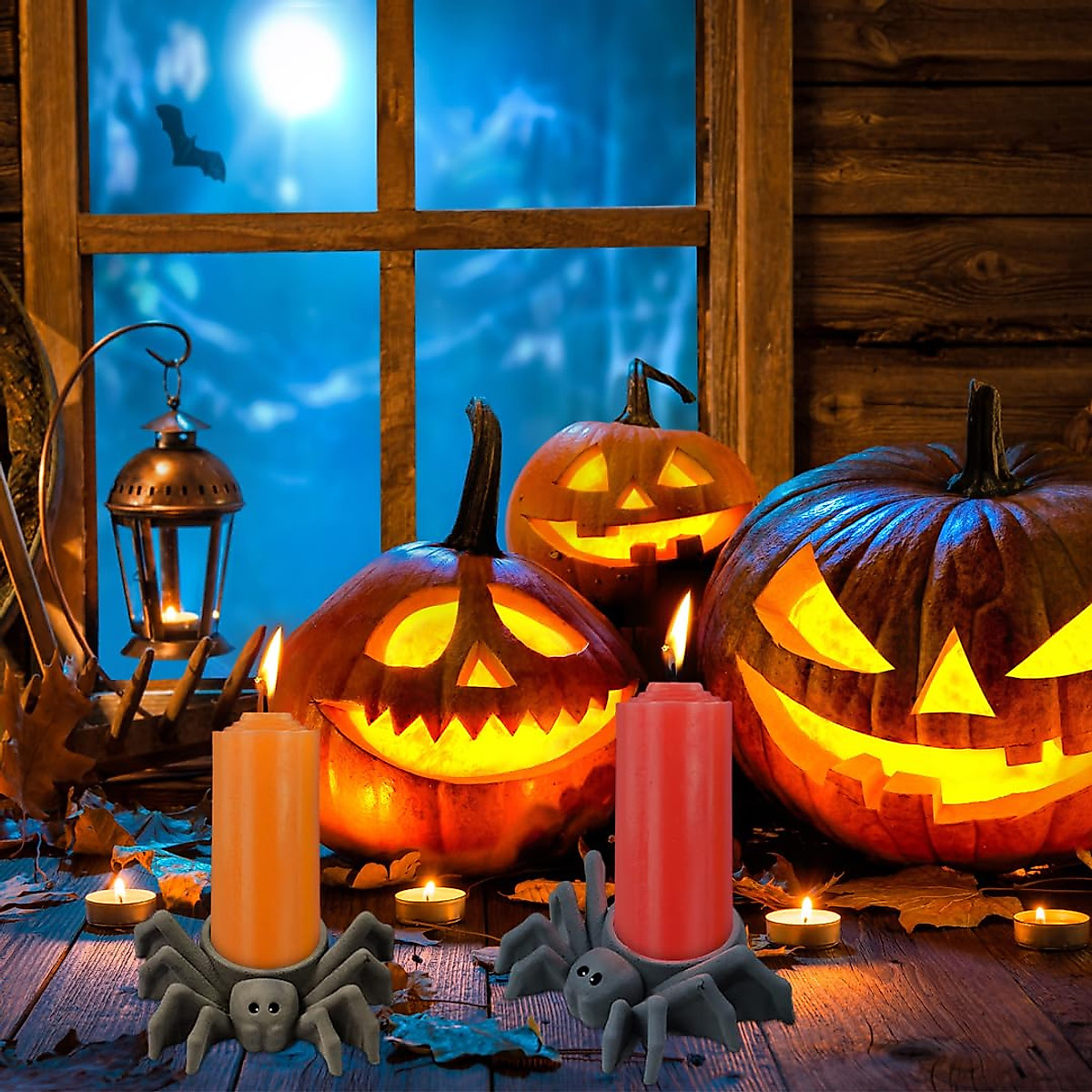 Zayookey Spiders Candle Holder Resin Mold Halloween Tealight Holder Silicone Mold for Epoxy Resin Animals Candlestick Casting Mould DIY Jewelry Trinket Tray Candy Containers