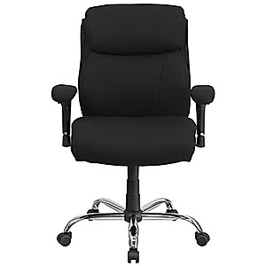 Flash Furniture HERCULES Series Big & Tall 400 lb. Rated Black Fabric Ergonomic Task Office Chair with Line Stitching and Adjustable Arms