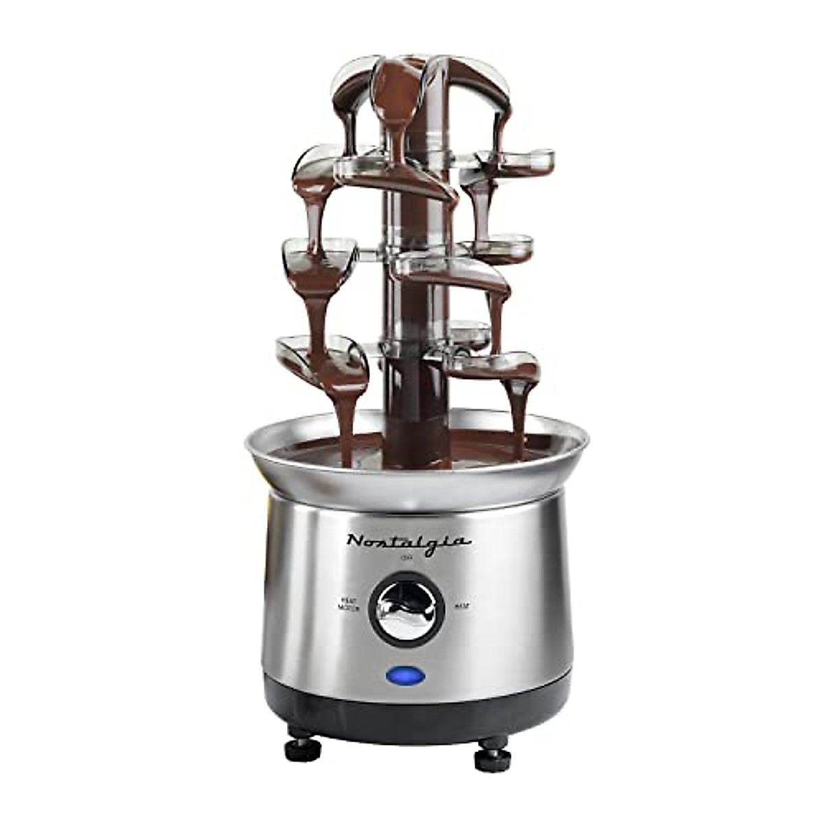 Nostalgia Electric Chocolate Fondue Fountain, 32-Ounce, 4 Tier Set, Fountain Machine for Cheese, Melting Chocolate, Liqueurs, Stainless Steel