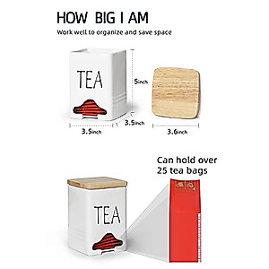 QUXIJA Ceramic Farmhouse Tea Bag Storage Organizer Caddy Holder with Lid (White)