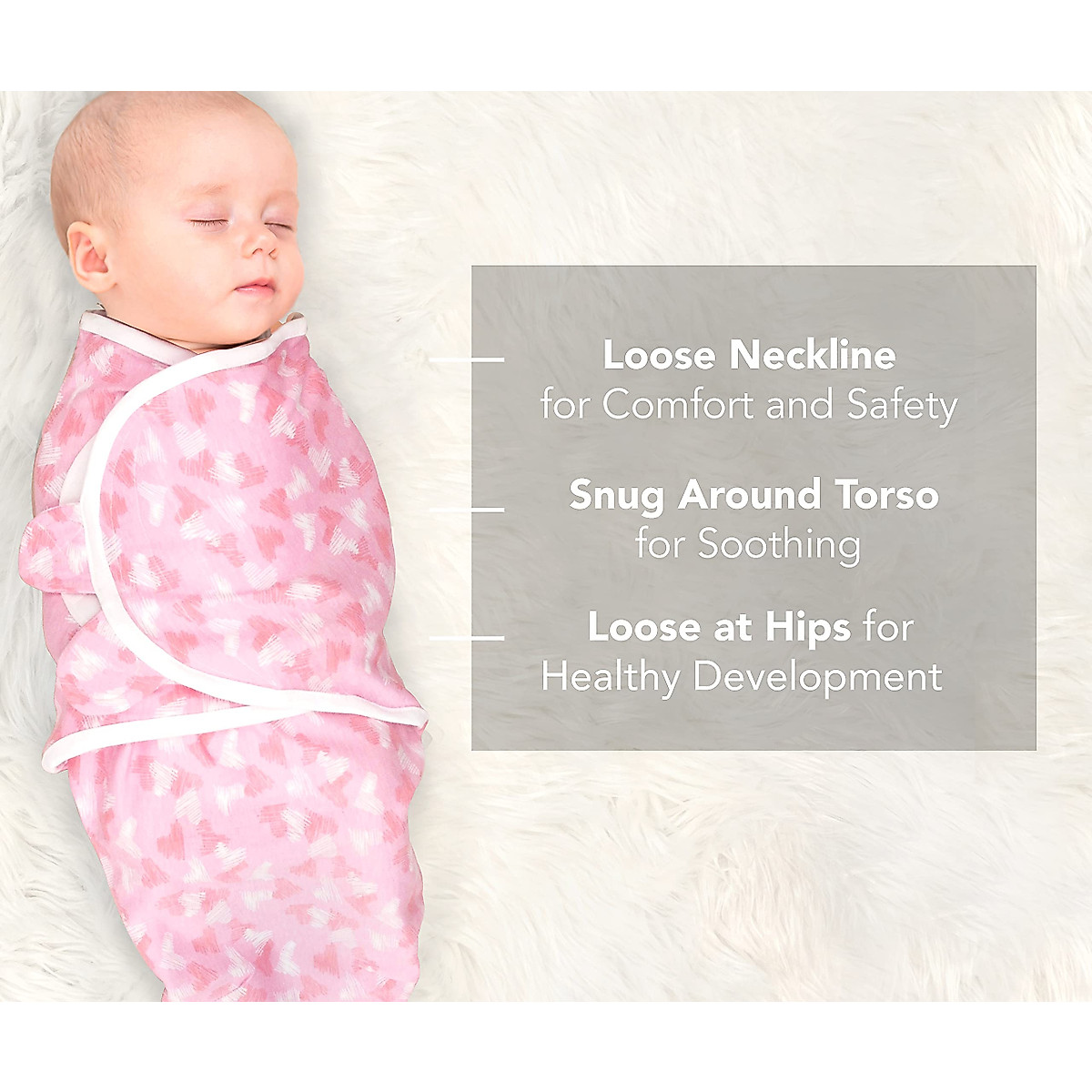 100% Organic Cotton Swaddle Blanket Baby Girl Infant Sleep Sack Wrap, Adjustable Infant Swaddle Wrap Newborn Babies Small 0-3 Months. (Hearts and Flowers 3 Pk)