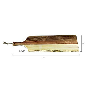 TOSCANA - a Picnic Time brand - Artisan 30" Acacia Charcuterie Board with Raw Wood Edge, Cheese Board, Serving Platter, (Acacia Wood)